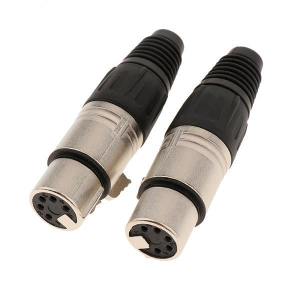 Colcolo 6x2 Pieces 5 Pin XLR Female Plug Cord Cable Adapter Connector ...