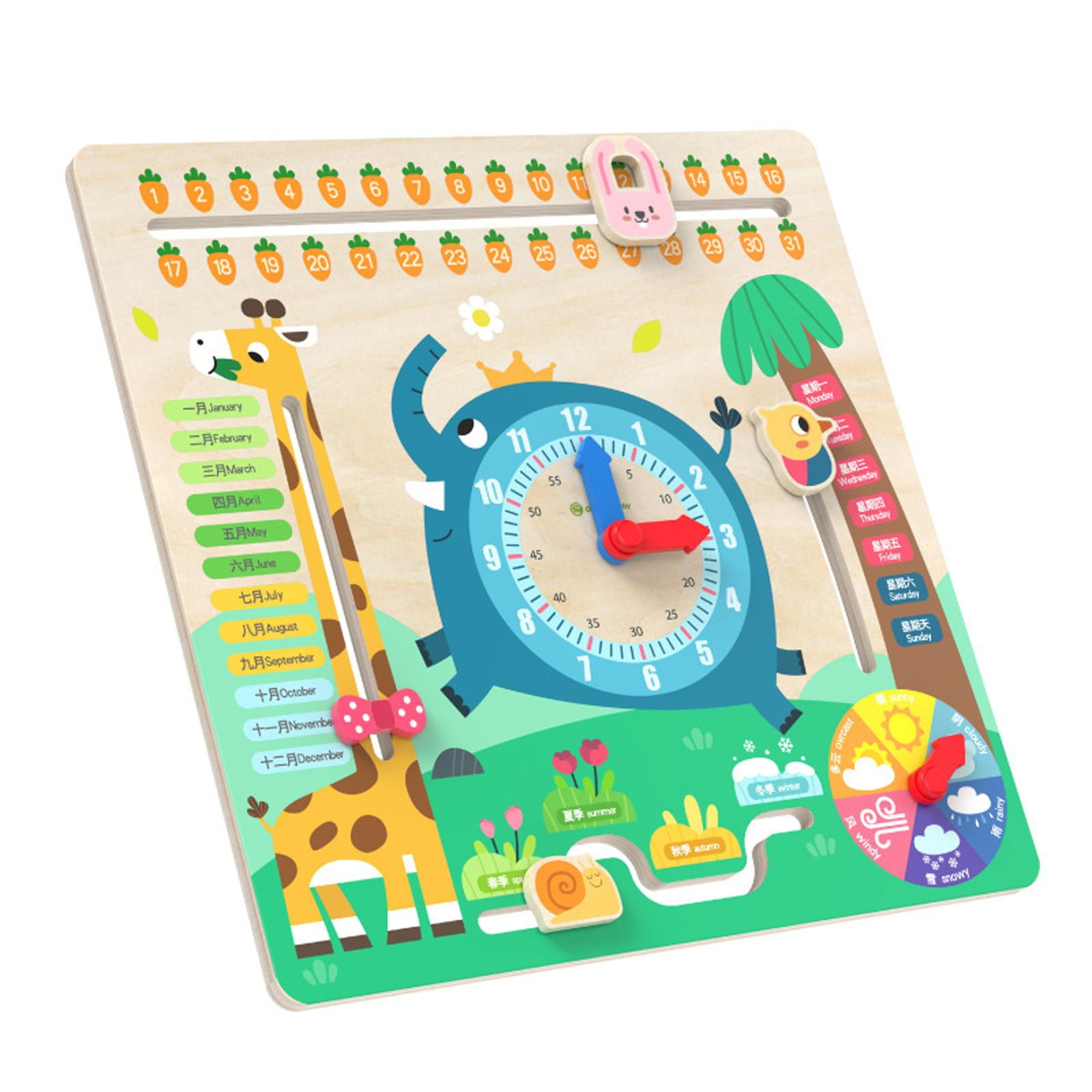 Colcolo Calendar Clock Wooden Toy Funny Calendar Time Learning Toy for ...