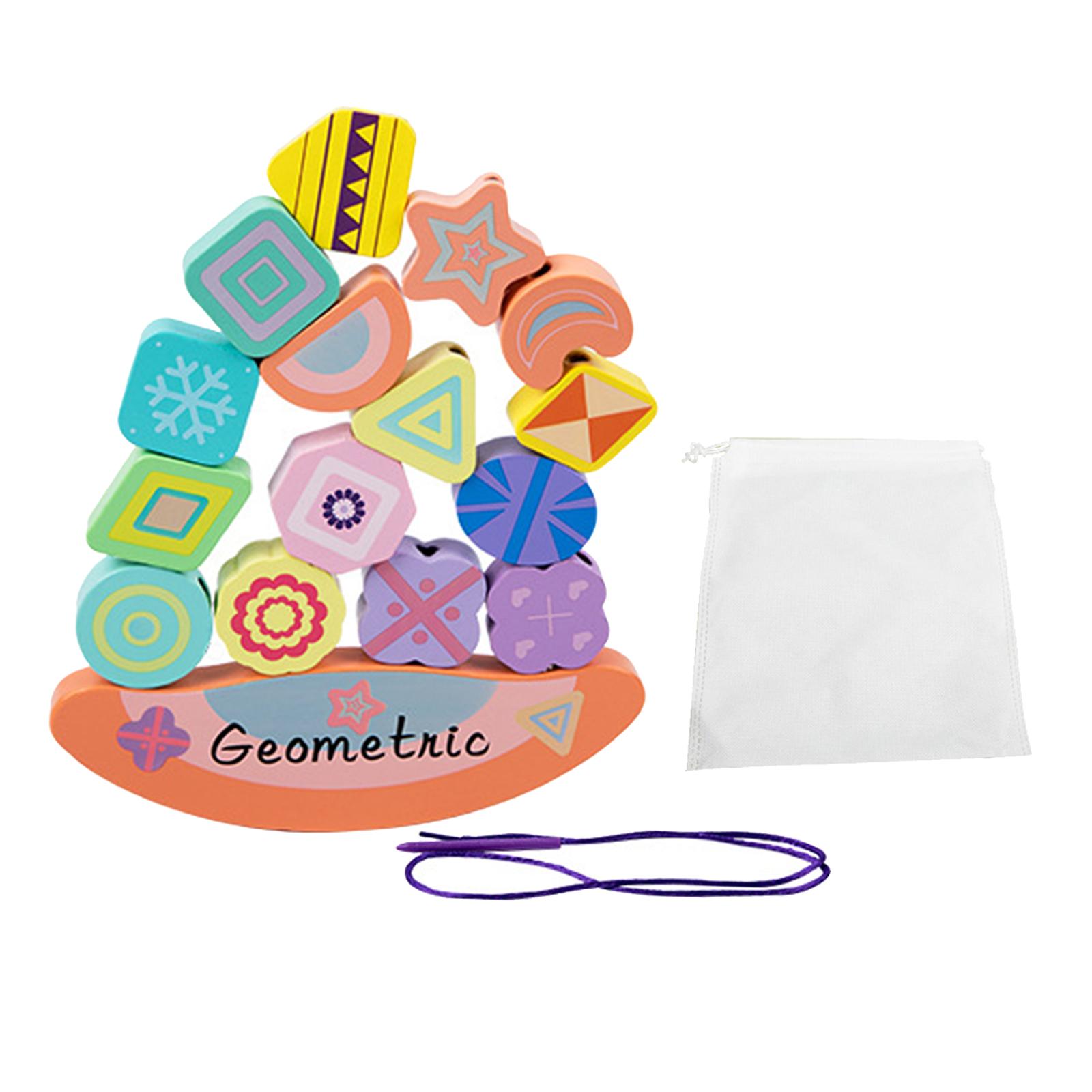 Colcolo Wooden Balance Block Stacking Toys Lacing Beads Toys for ...