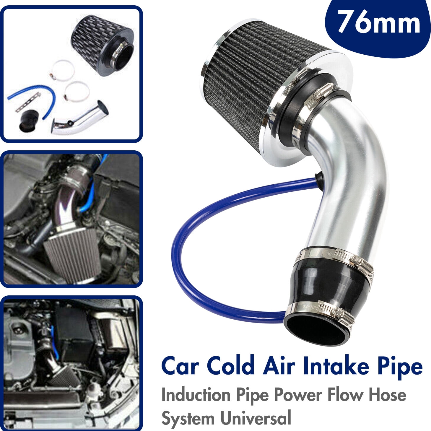 Cold Air Intake Filter Induction Kit Pipe Power Flow Hose System Car ...