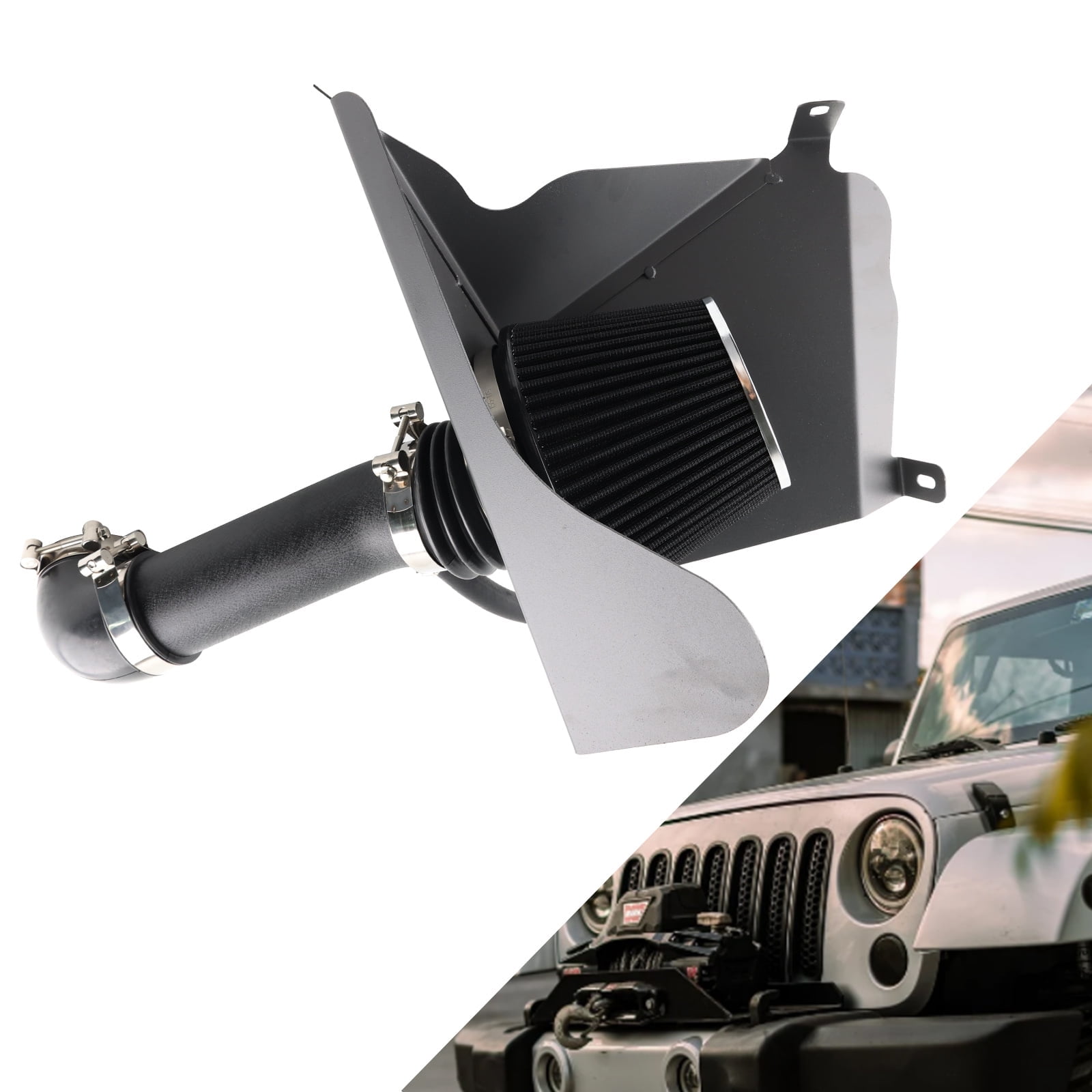 VVORHSBELL Black Cold Air Intake System Kit + Filter For 91-01 Jeep ...