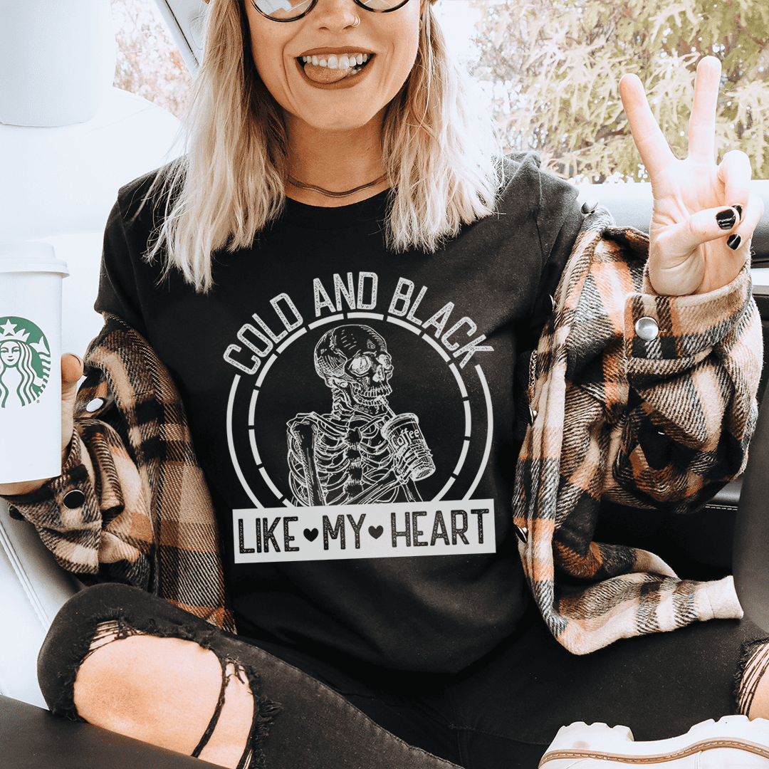 Cold And Black Like My Heart Tee Black Heather S Peachy Sunday T-Shirt - Walmart.com