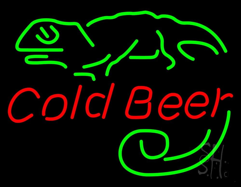 Cold Beer Bar LED Neon Sign 24 x 31 - inches, Clear Edge Cut Acrylic ...