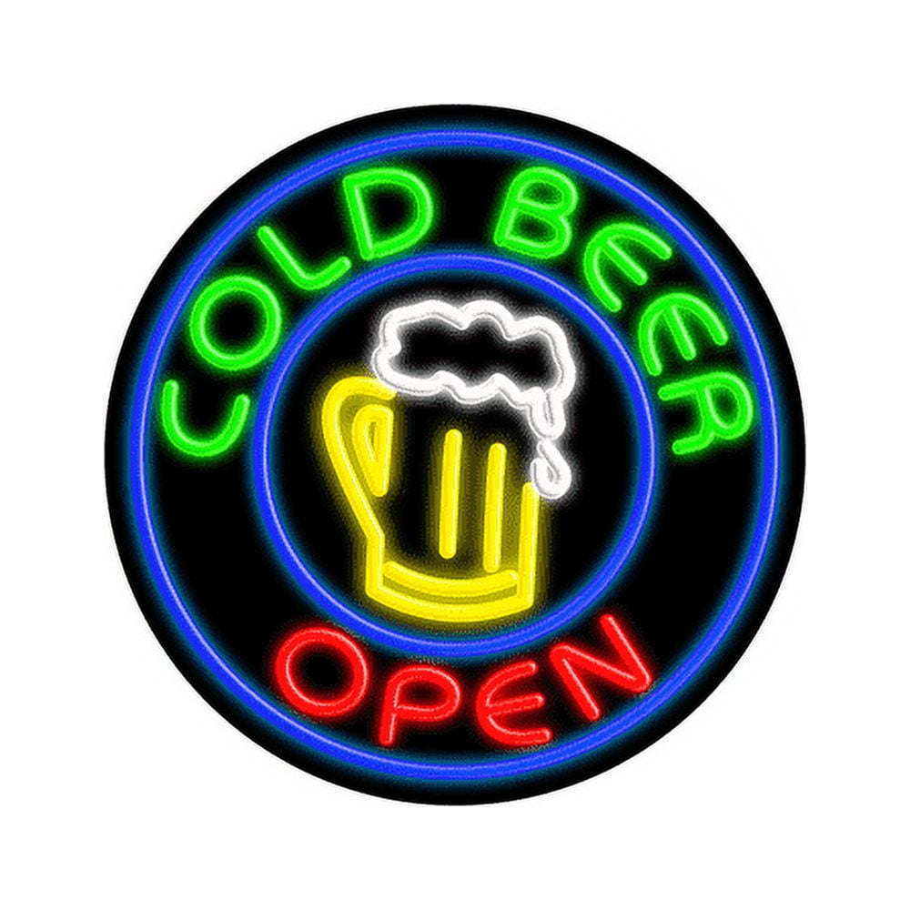 Cold Beer-Glass Neon Sign Made in USA - Walmart.com