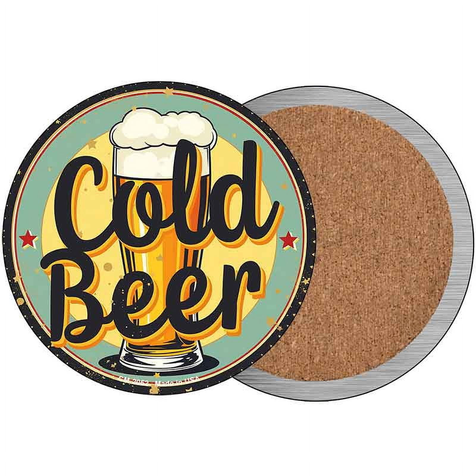 Cold Beer Novelty Circle Coaster Set of 4 CC-2052 3.5" Coaster (Sets of ...