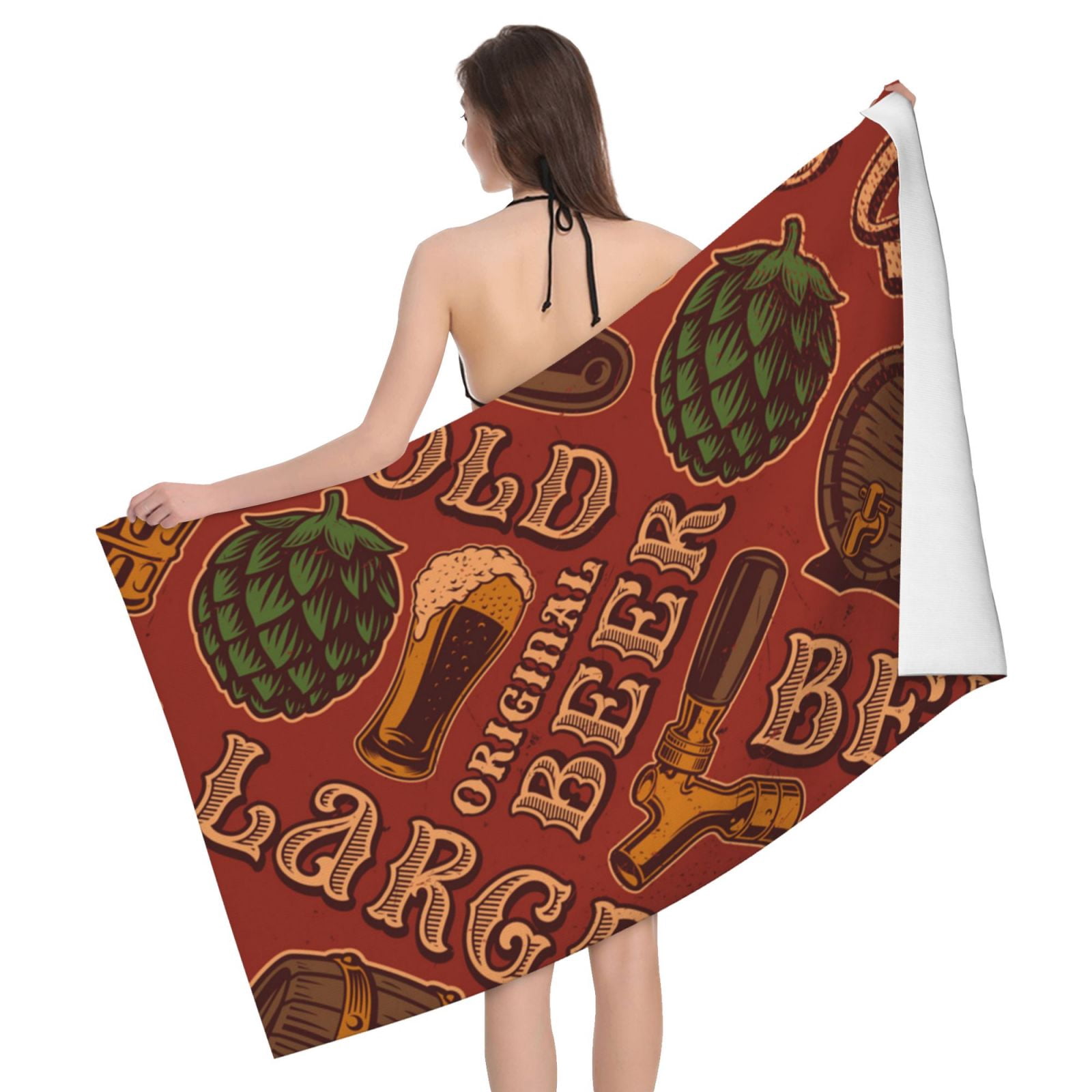 Cold Beer Vintage Beach Bath Towel Gym Spa Shower Towels Pool Soft 32 ...
