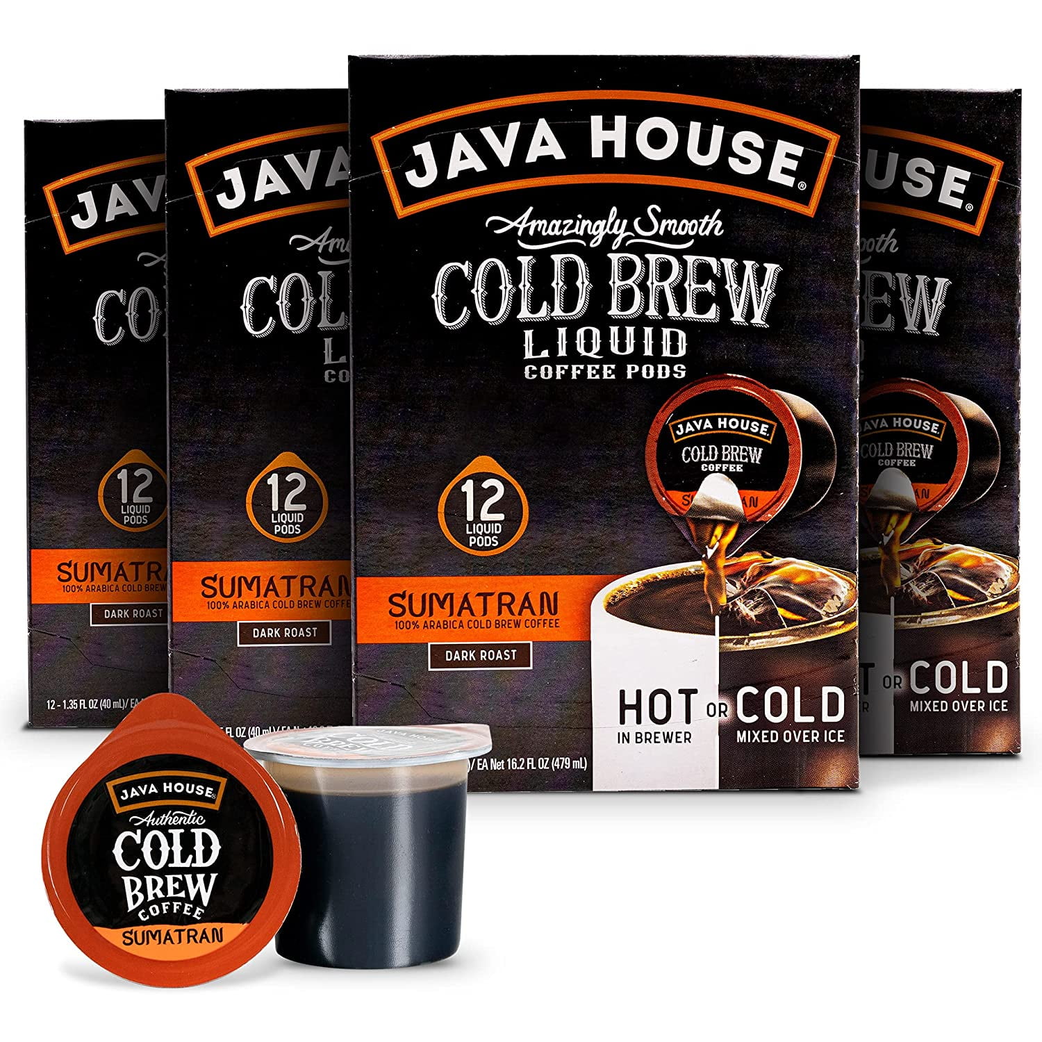 Cold Brew Coffee Concentrate Single Serve Liquid Pods, Sumatran, 1.35 ...