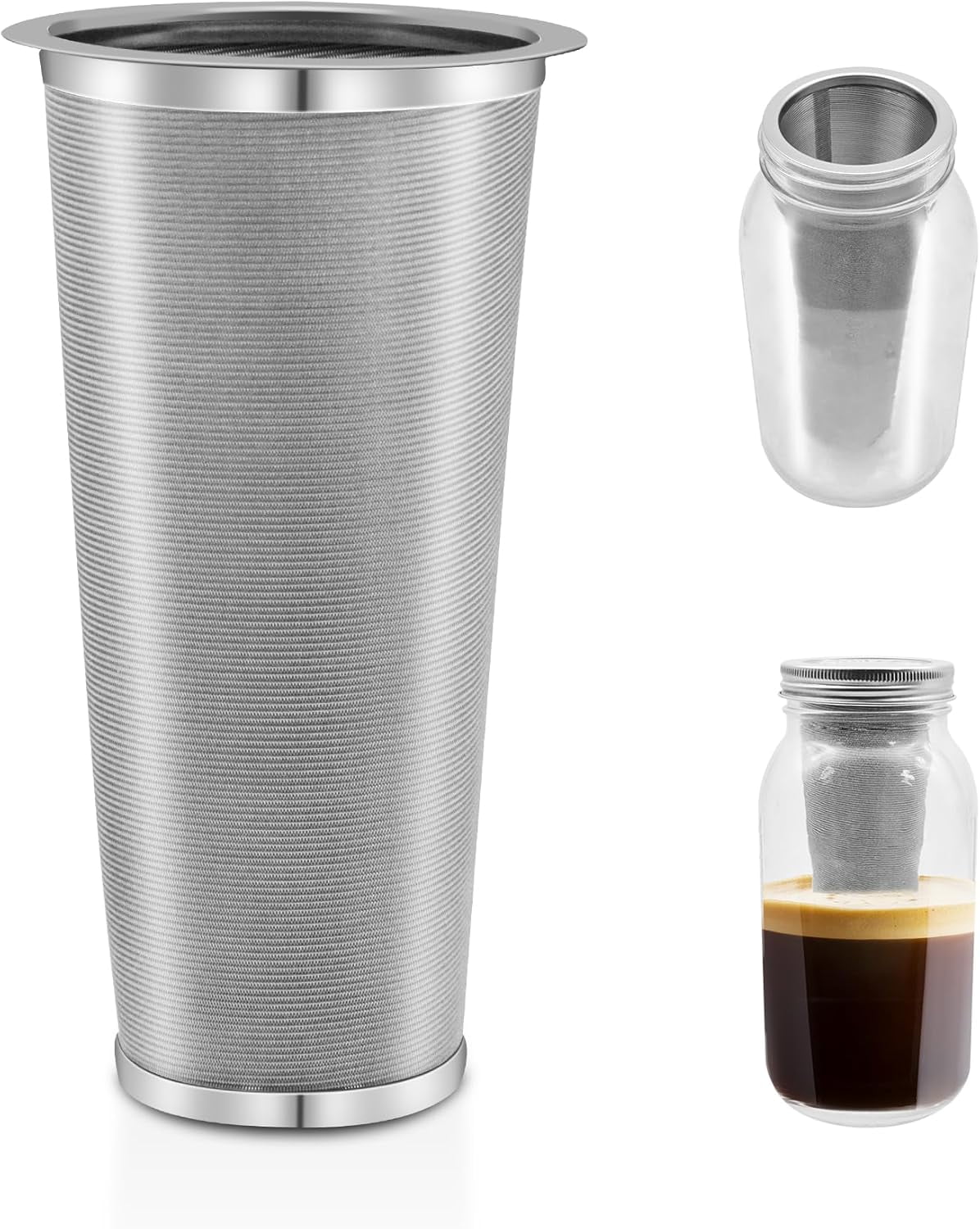 Cold Brew Coffee Filter for Wide Mouth Mason Jar, 304 Stainless Steel ...