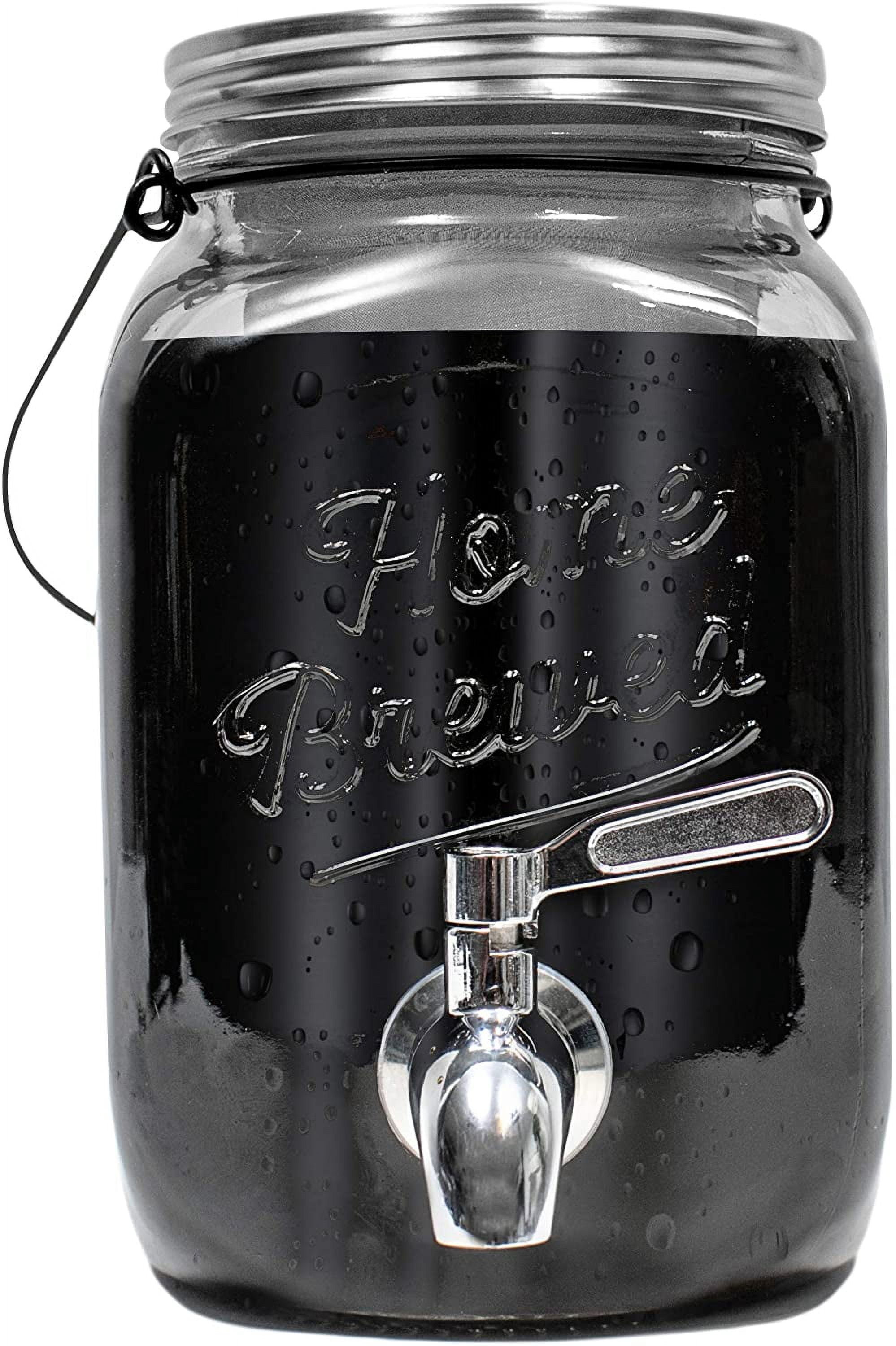 Cold Brew Coffee & Iced-Tea Maker Pitcher, 2 L Glass Dispenser w/Metal ...