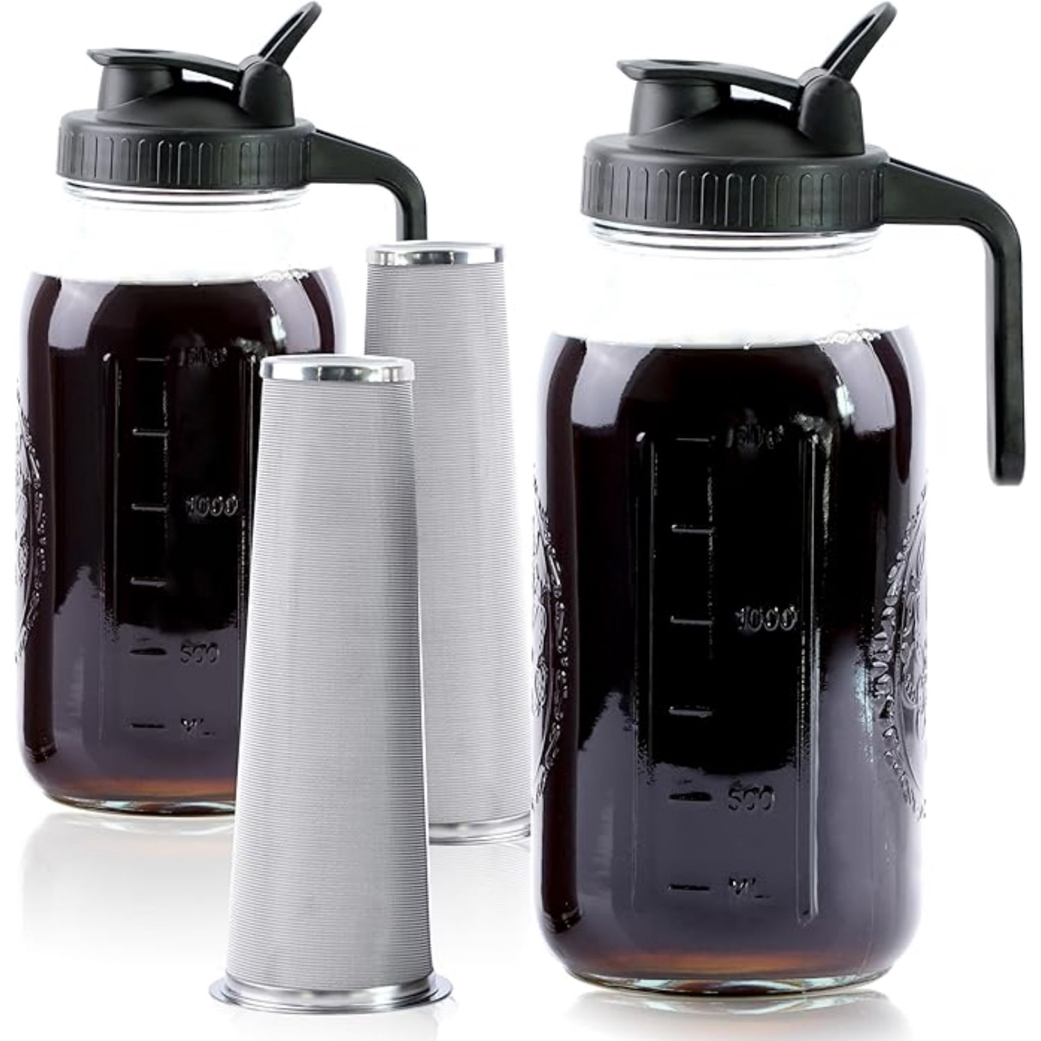 Cold Brew Coffee Maker 64 Oz Mason Jar Iced Coffee Maker 2 Set Half ...