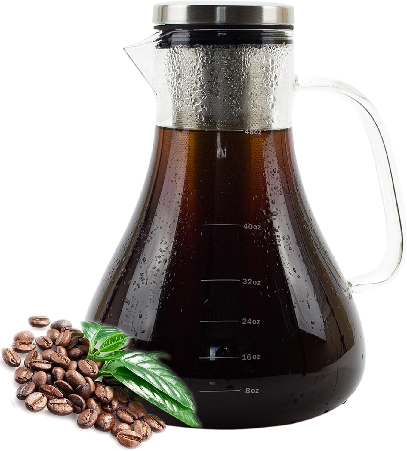 Cold Brew Coffee Maker, Glass Carafe, 1.5L, Clear, Modern, No-Spillage ...