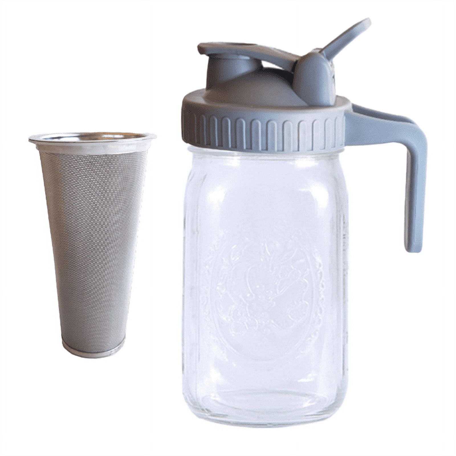 Cold Brew Coffee Maker Pitcher,32 Oz Thick Glass Jar Spout Lid with ...