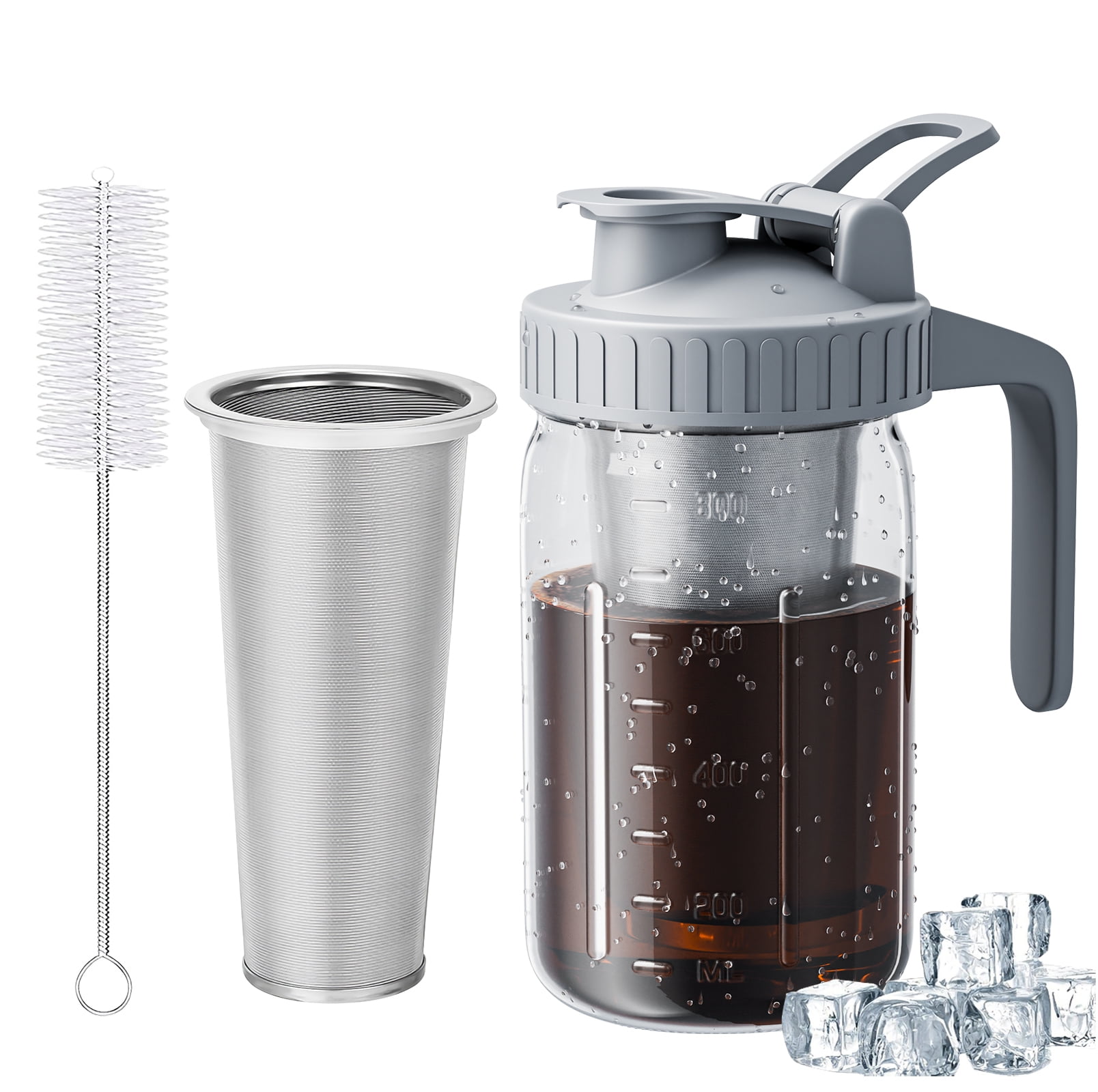 32 oz Air-Tight Cold Brew Coffee Maker & Fruit Juice Pitcher with Pour ...