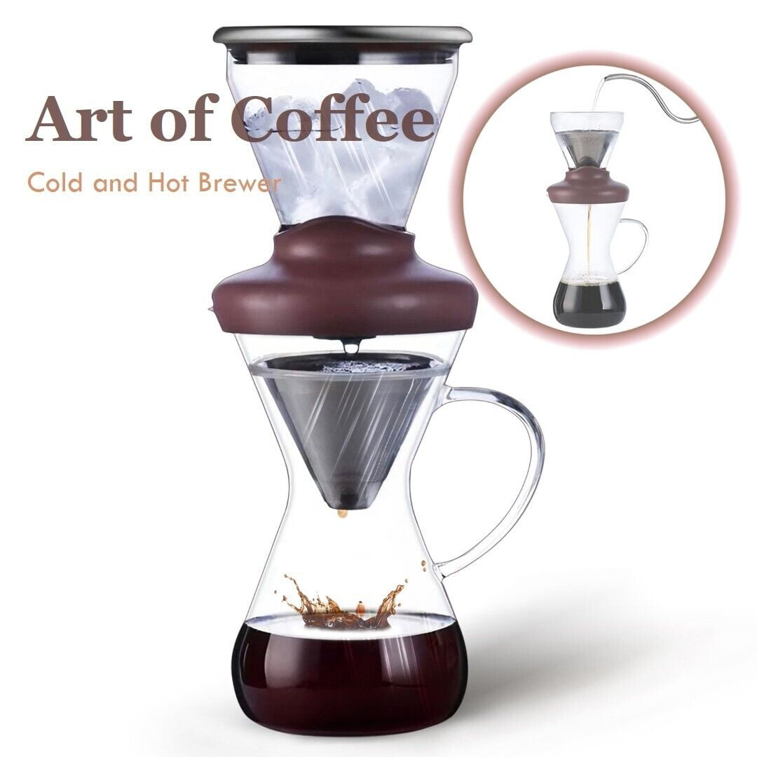 Cold Brew Iced Coffee Maker and Hot Coffee Blower 14 oz w/ Stainless ...