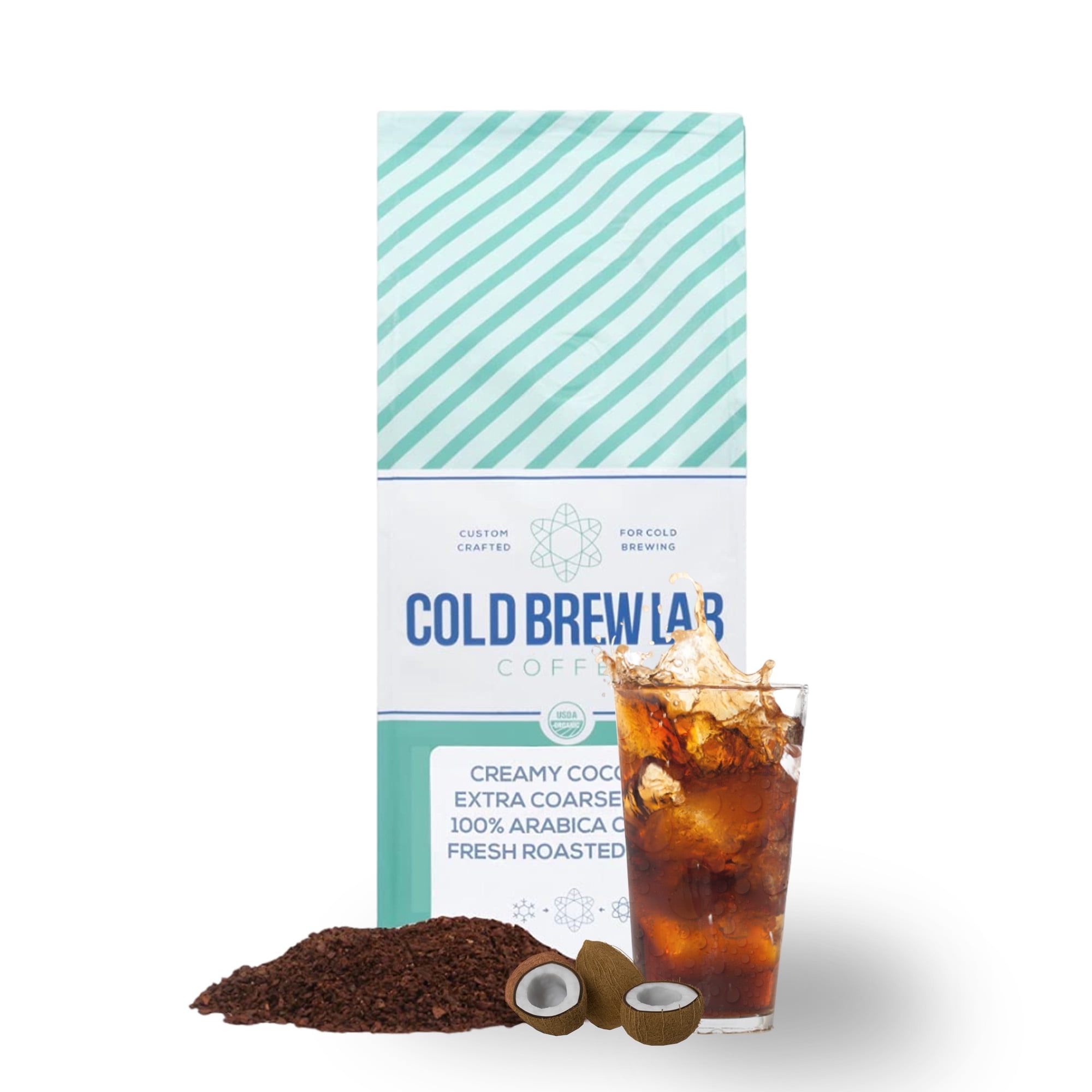 Cold Brew Organic Coarse Ground Flavored Coffee, Coconut Flavor, Dark ...