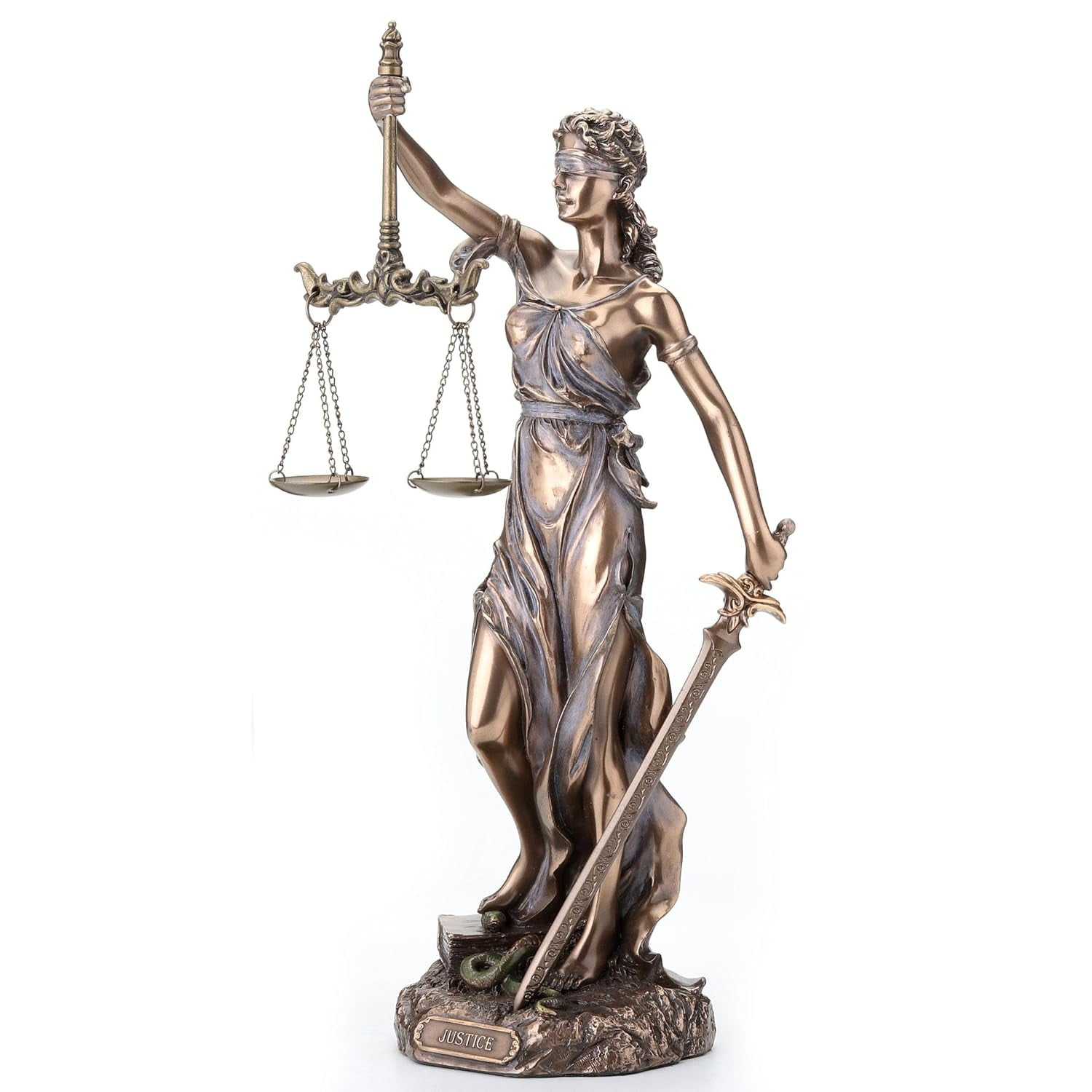 Cold Cast Bronze Cardinal Virtues Our Lady of Justice Statue Figurine ...