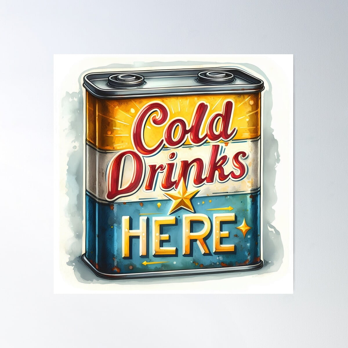 Cold Drinks Here Poster Wall Art, Modern Wall Decor For Living Room ...