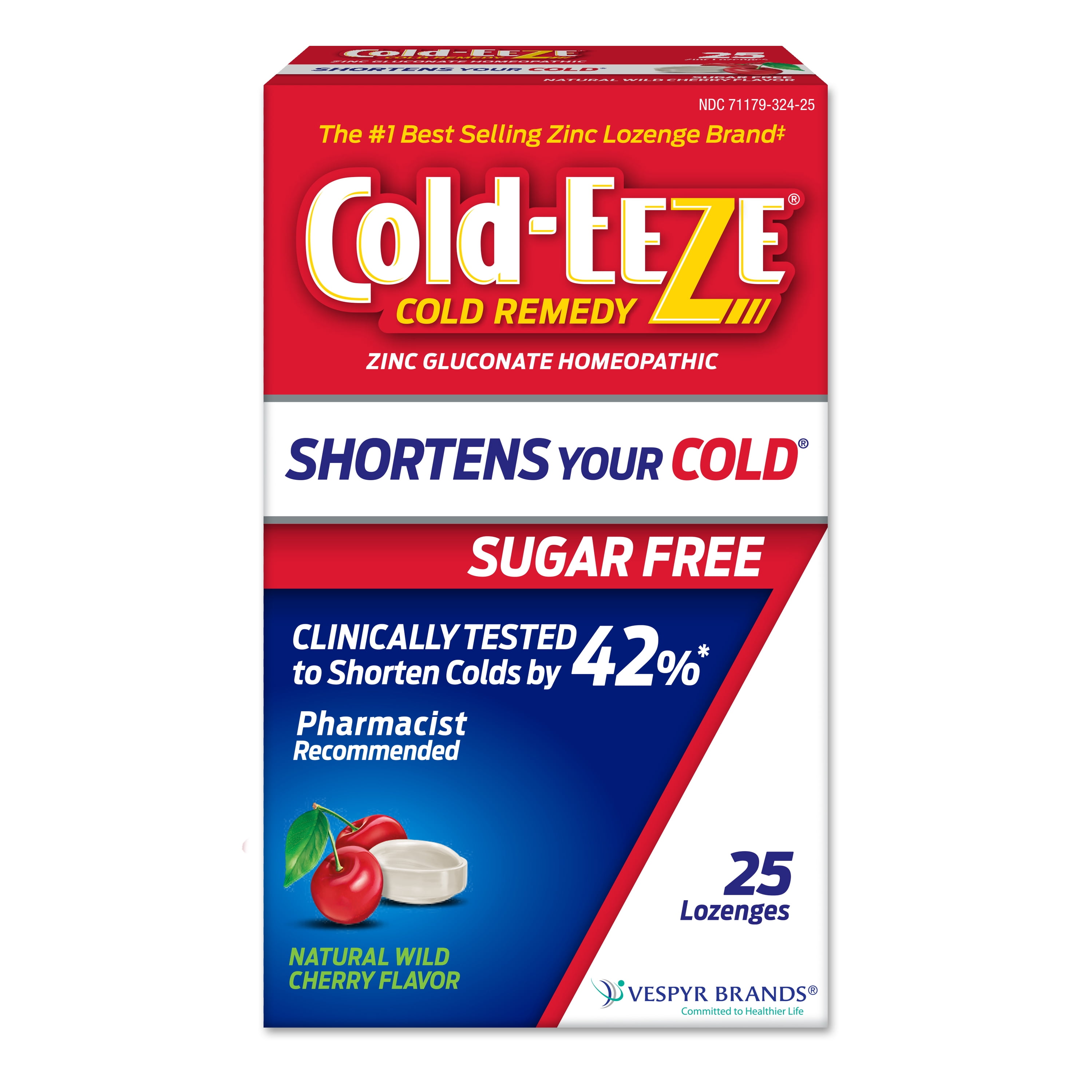 Cold-EEZE Natural Cherry Zinc Lozenges, 25 Ct, Sugar-Free, Sore Throat ...