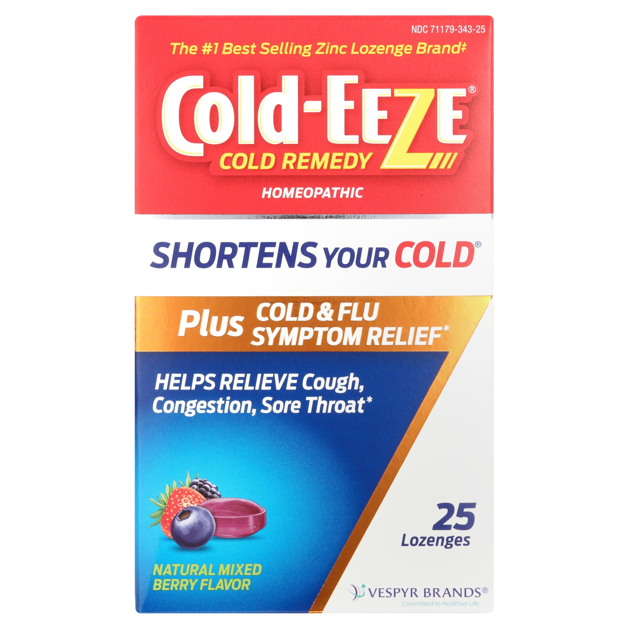 Cold-EEZE Plus Cold & Flu Symptom Relief Zinc Lozenges, Natural Mixed ...