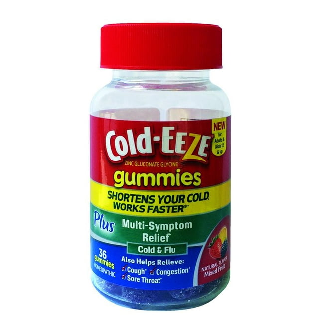 Cold-EEZE Plus Multi-Symptom Relief Cold & Flu Gummies, Mixed Fruit, 36 ...