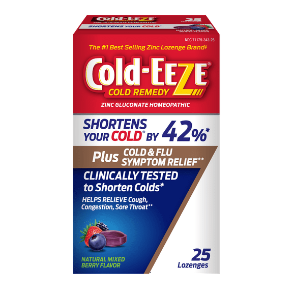 Cold-EEZE Cold Remedy Zinc Lozenges, Natural Sugar-Free Wild Cherry, 25 ...
