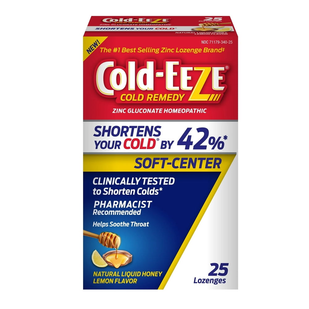 Cold-EEZE Soft-Center Liquid Honey Lemon Zinc Lozenges, Cold Remedy, 25 Ct HSA/FSA Eligible ...