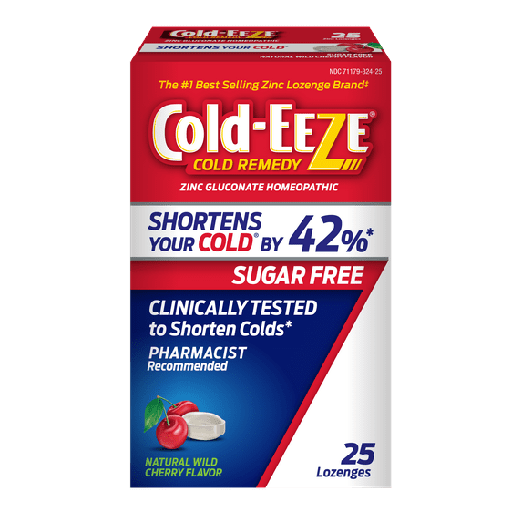 Cold-EEZE Cold Remedy Zinc Lozenges, Natural Sugar-Free Wild Cherry, 25 ...