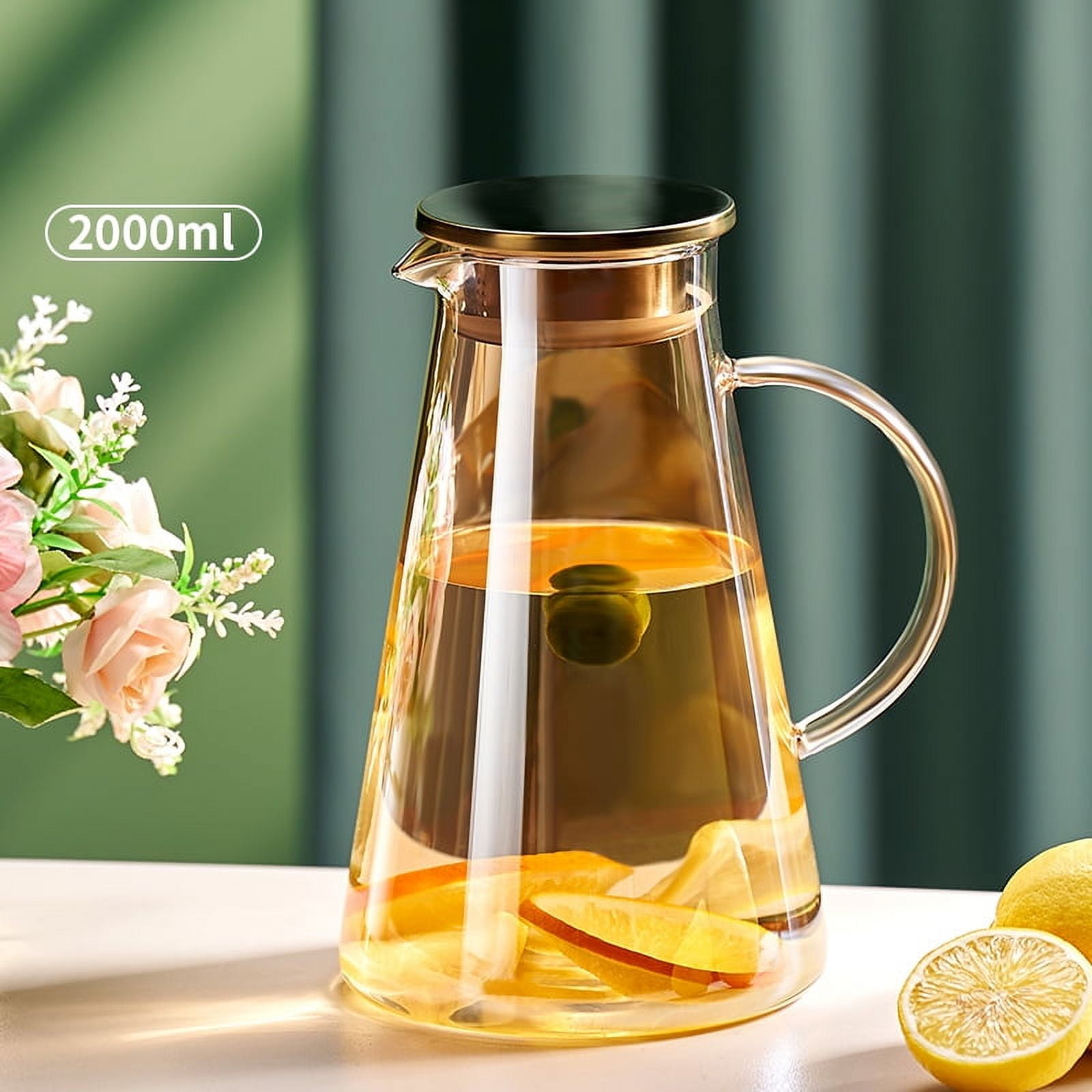 Cold Glass Water Jug Transparent Heat Resistant Water Pot With Handle ...