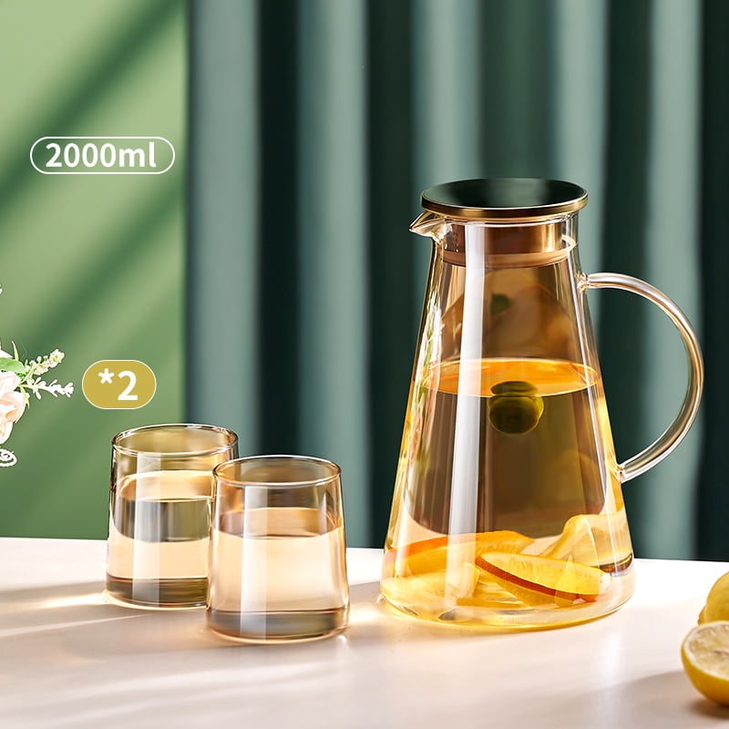 Cold Glass Water Jug Transparent Heat Resistant Water Pot With Handle ...