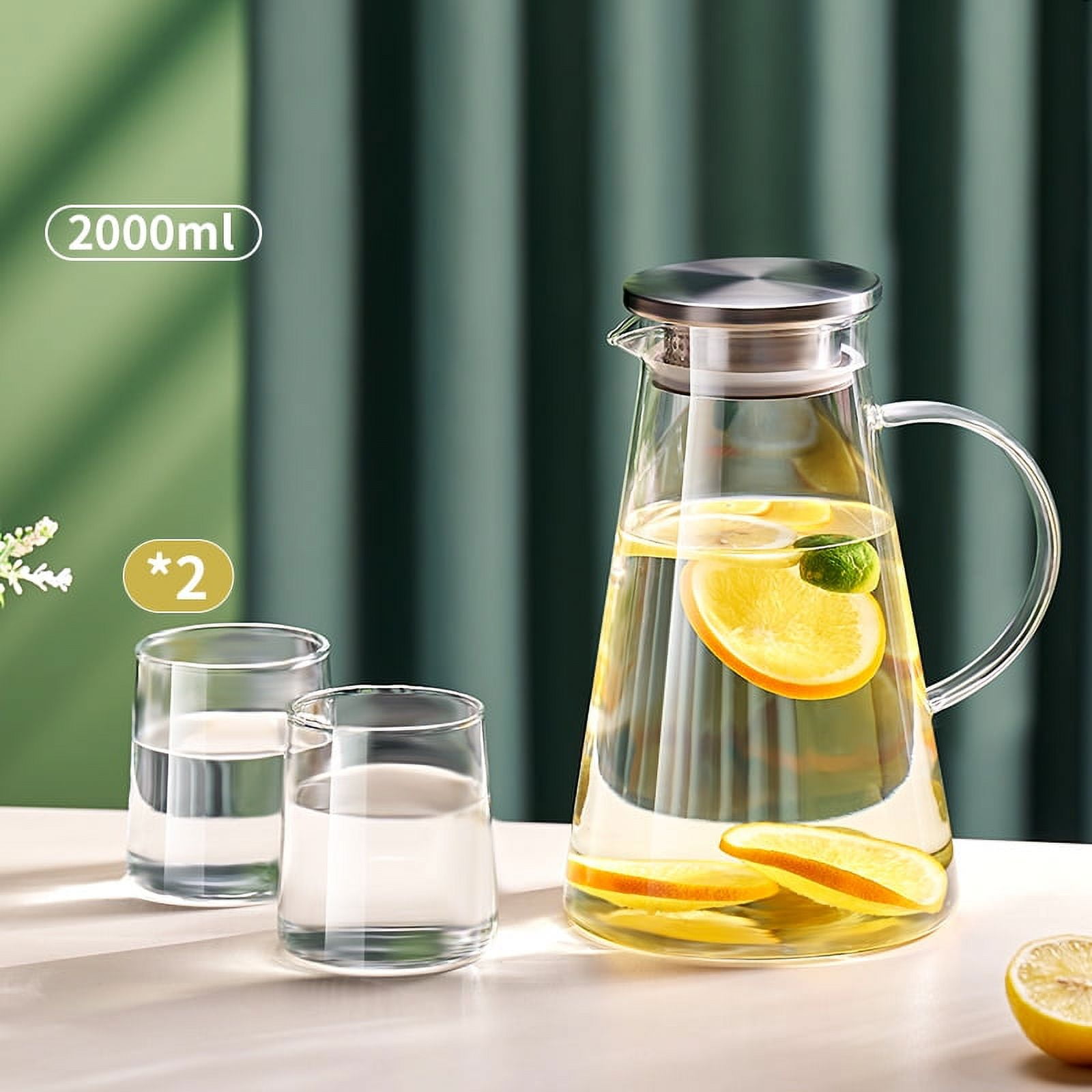 Cold Glass Water Jug Transparent Heat Resistant Water Pot With Handle ...