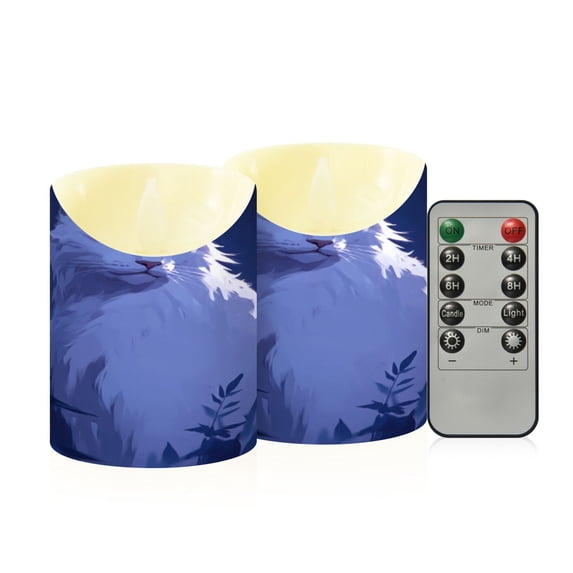 Cold Hearted White Cat Flameless Candles 2 PCS with Remote Realistic ...