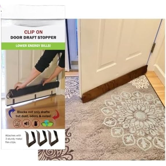 Cold, Hot Air Door Draft Stopper - Strong Metal Clips - Block Cold Air ...