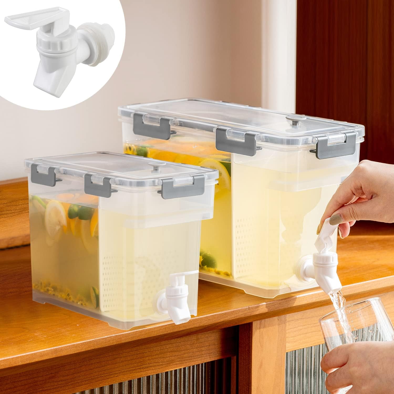 Cold Kettle with Faucet, 3.5L Refrigerator Juice Water Pitcher, Home ...