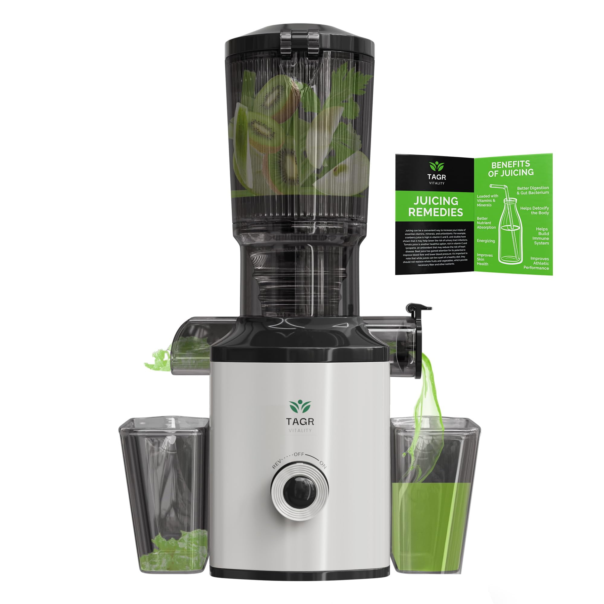 Cold Press Juicer, 200W Masticating Slow Juicer, 4.25" Large Feed Chute ...