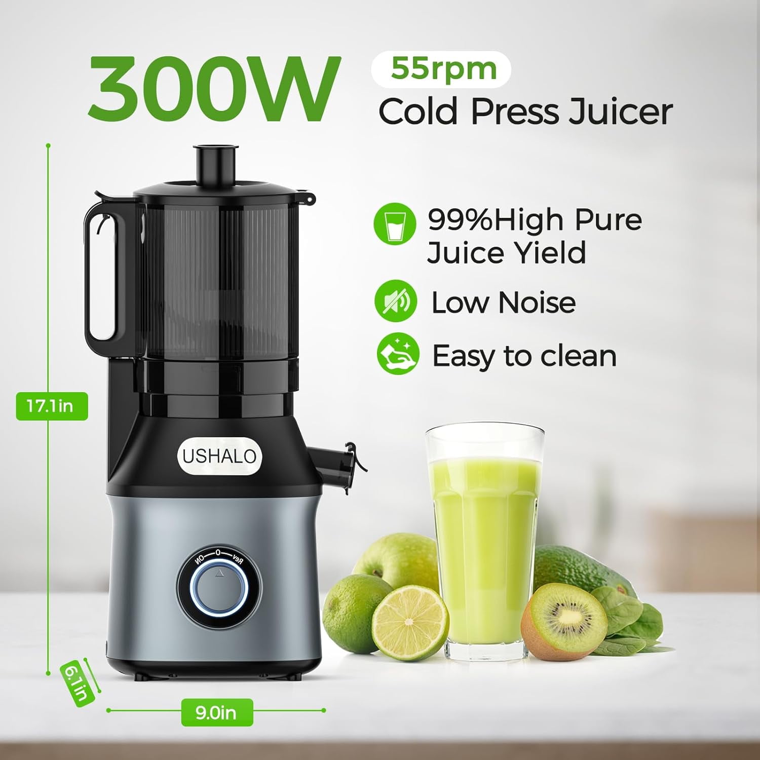 Cold Press Juicer - 300W Slow Masticating Juicer with 5.5" Extra Large ...
