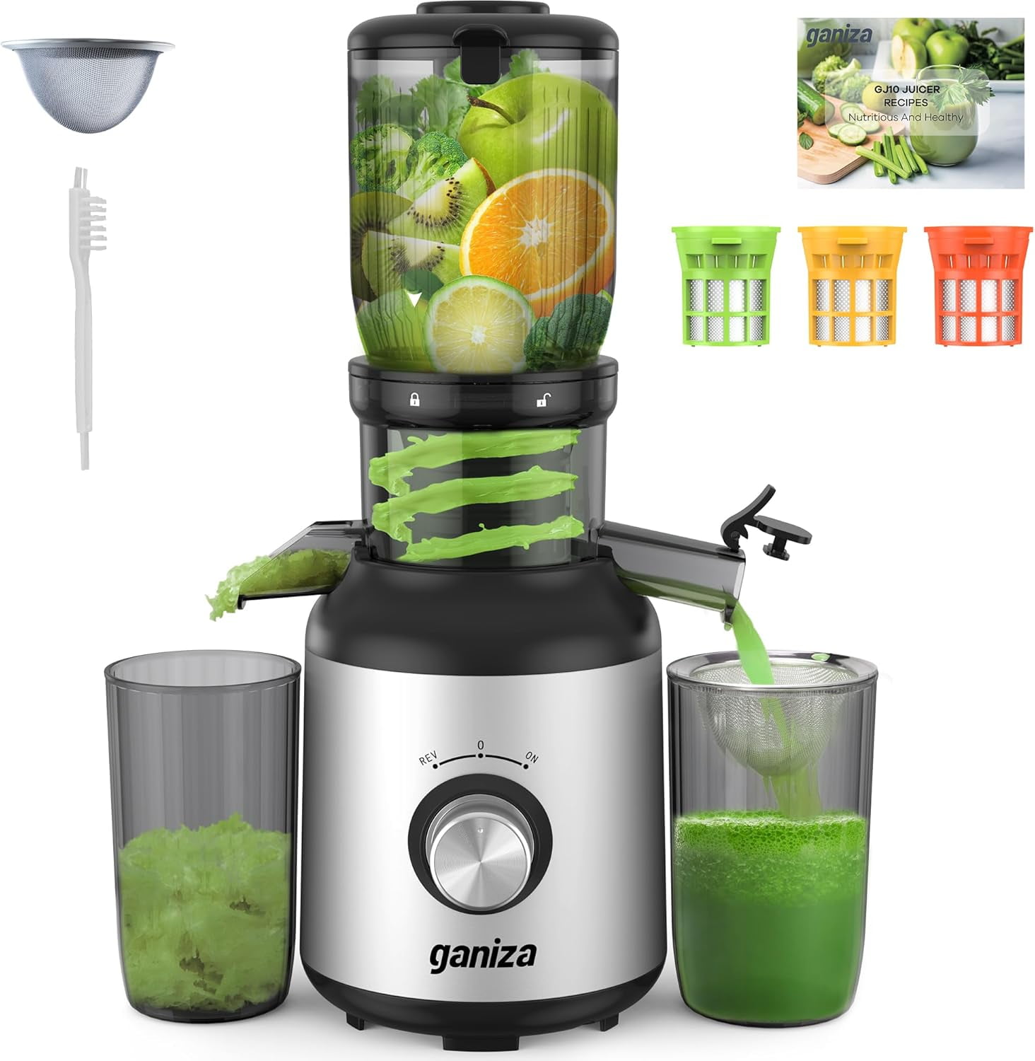 Cold Press Juicer, 4.3" Compact Space-Saving Design Juicer Machine with ...