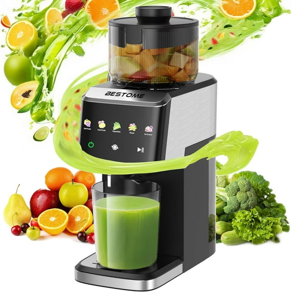 Cold Press Juicer, 5.12" Wide Feed Chute Juice Extractor Machine, Slow ...