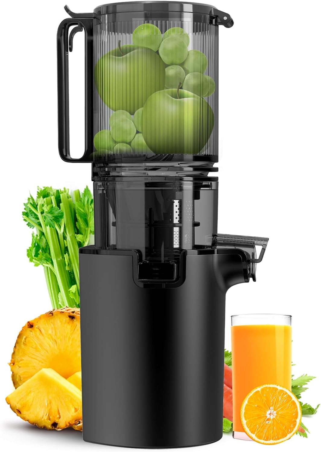 Cold Press Juicer, 5.4" Wide Feed Chute Juice Extractor Machine with ...
