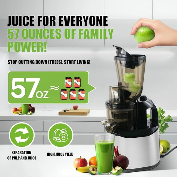 Cold Press Juicer - 5.5" Wide Feed Chute Slow Masticating Extractor ...