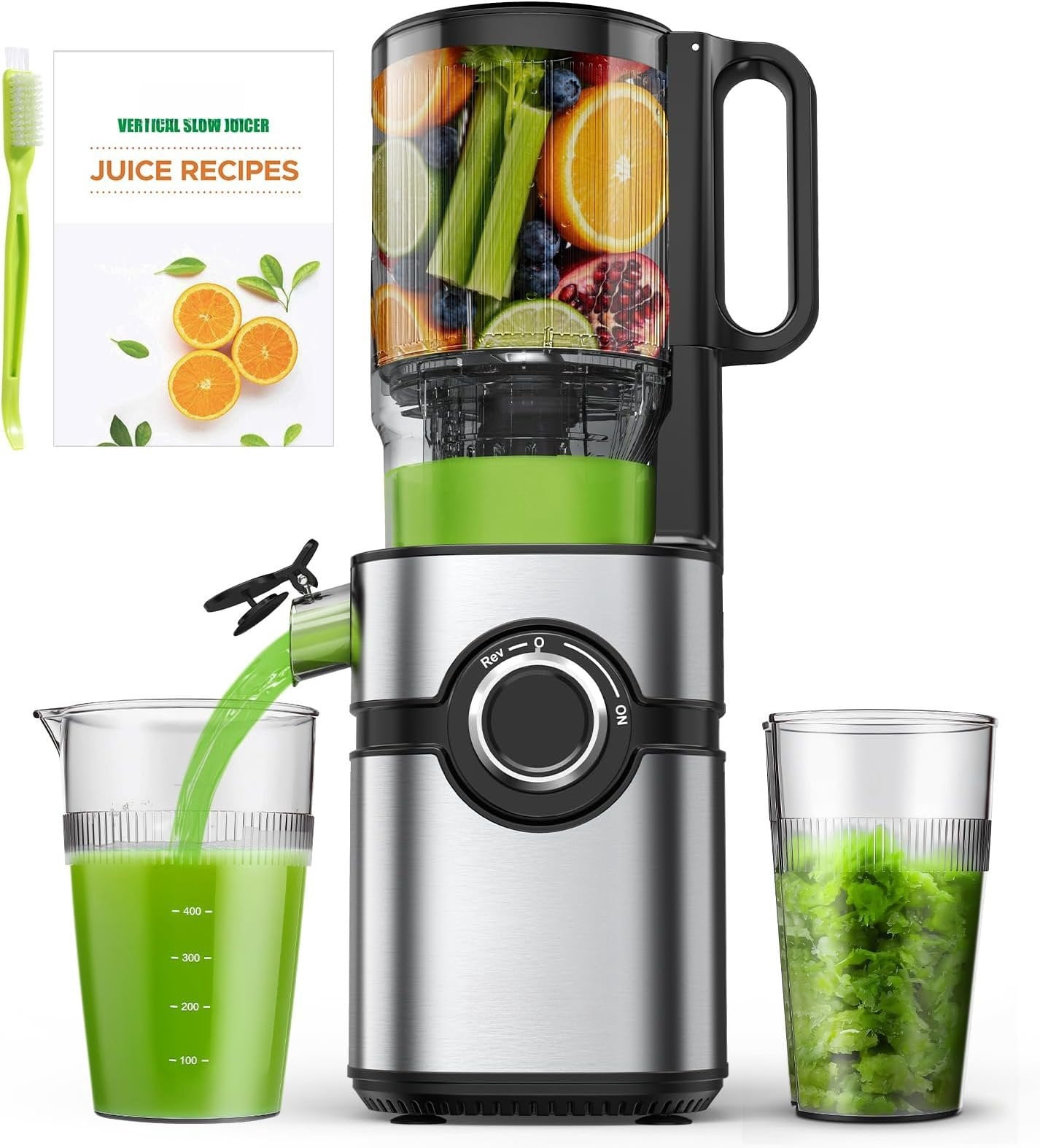 Cold Press Juicer, 5'' Wide Feed Chute Juice Maker, Juicer Machine for ...