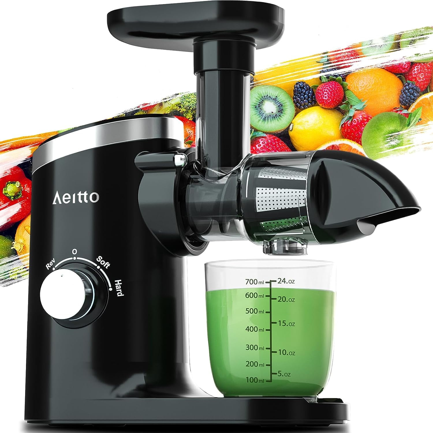 Costway Horizontal Slow Masticating Juicer Cold Press Extractor w ...