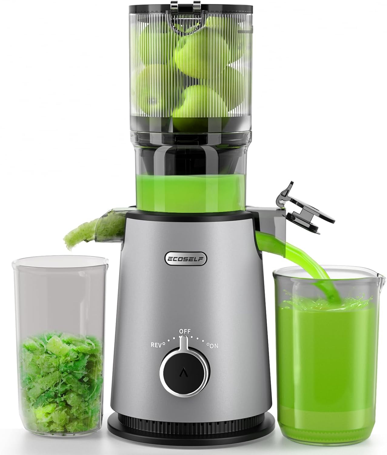 Cold Press Juicer, ECOSELF Slow Masticating Juicer with 4.35" Large ...