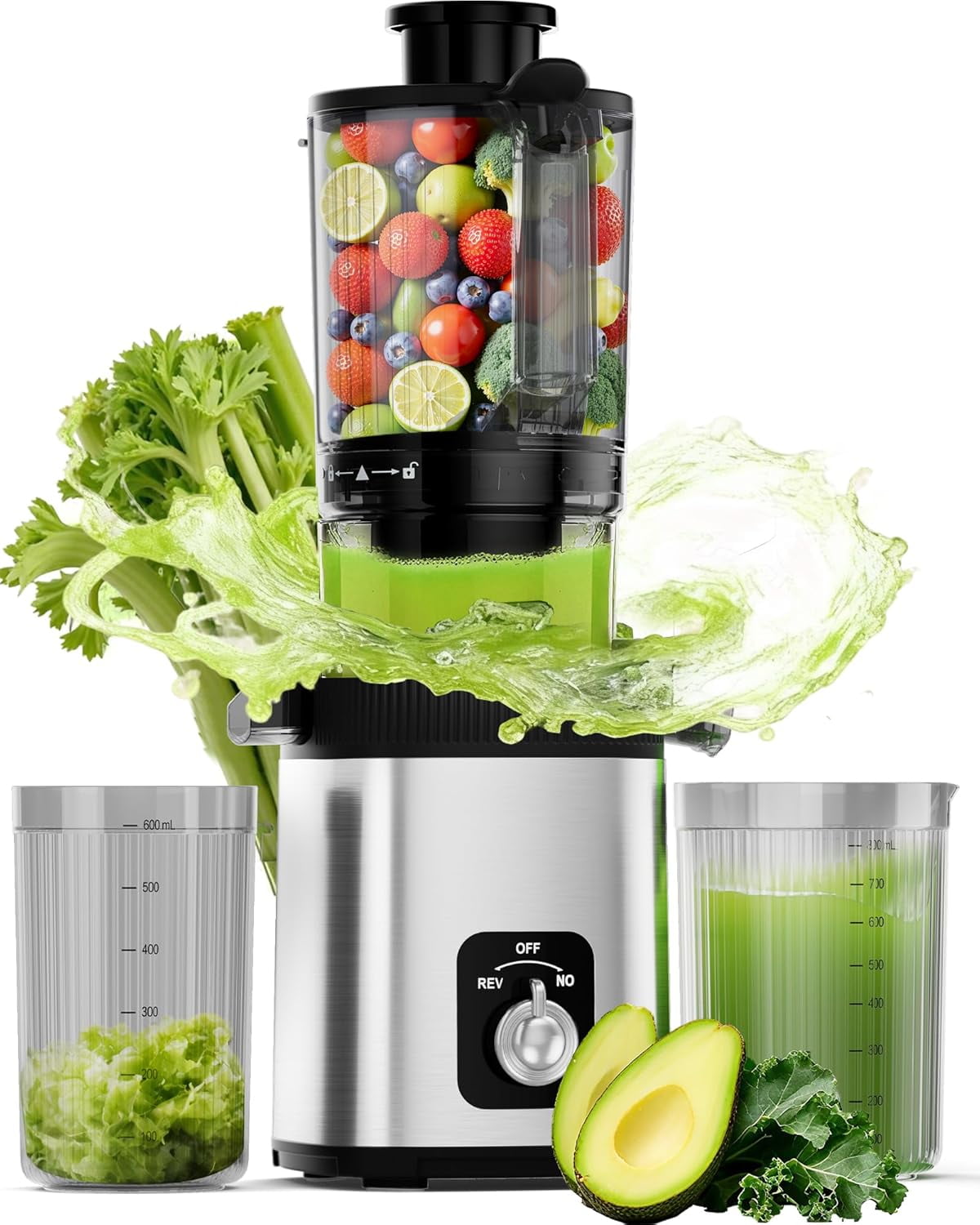 Cold Press Juicer - Juicer Machines with 4.35" Wide Feed Chute, High ...