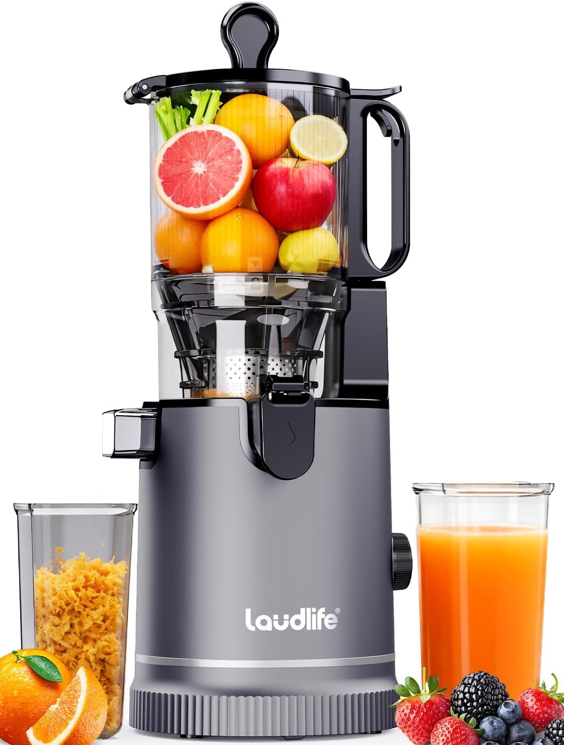 Cold Press Juicer Machine, 5.9" Wide Feed Chute Juice Extractor, 80 oz ...