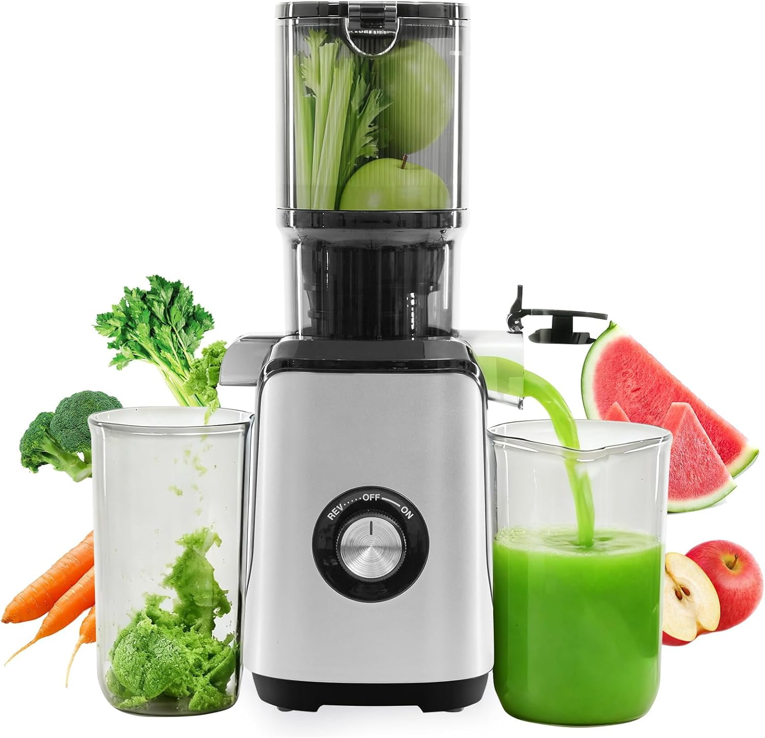 Cold Press Juicer Masticating Juicer Machines with Wide Feed Chute High ...