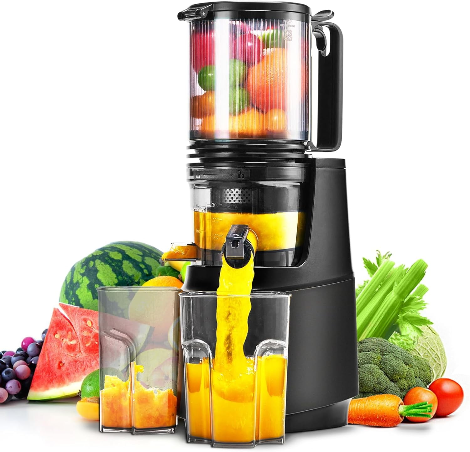 Cold Press Juicer,Slow Masticating Juicer Machines with 5.3" Large Feed ...