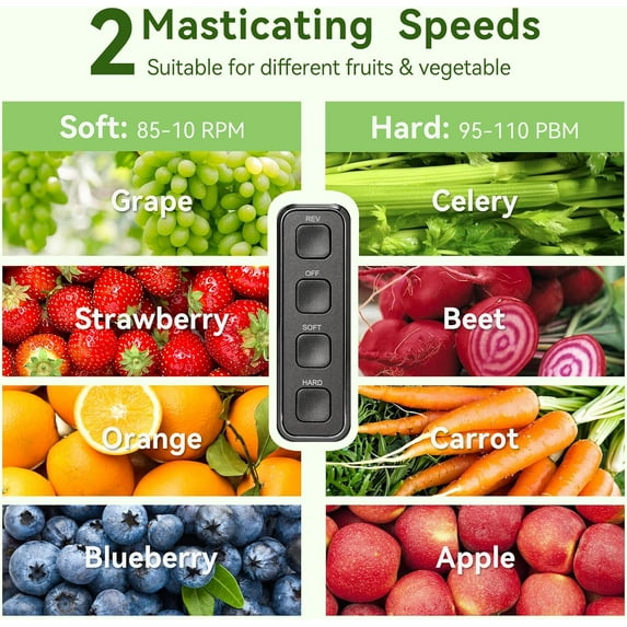 Cold Press Juicer,Slow Masticating Juicer with Soft & Hard Modes,Juicer ...