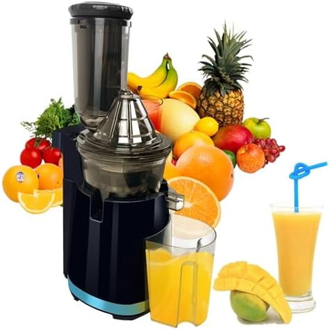 Cold Press Masticating Juicer 250W Easy Clean Design with 3.2-Inch Wide ...
