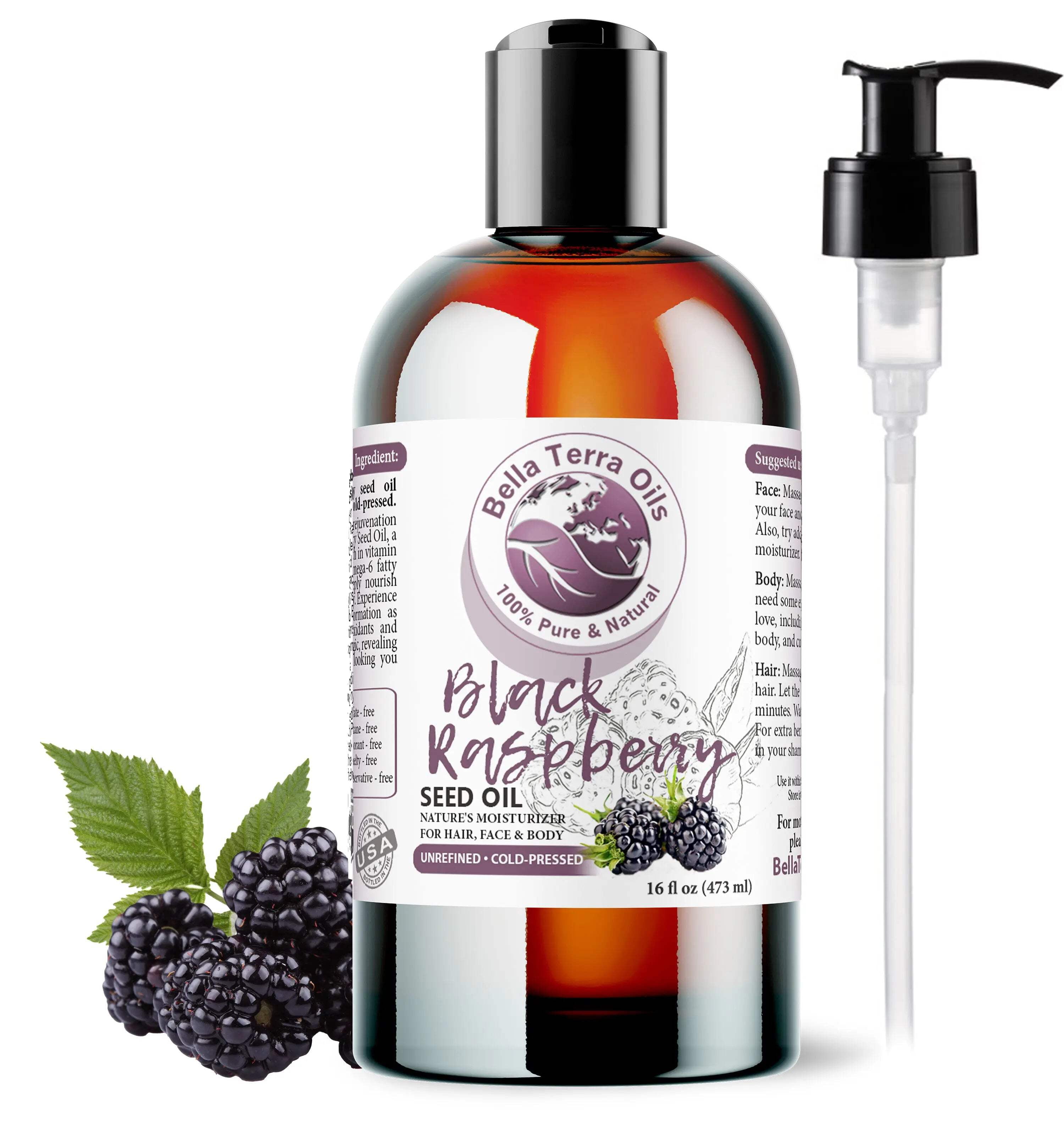 Cold-Pressed Black Raspberry Seed Oil 100% Pure Skin Hair Face Anti ...