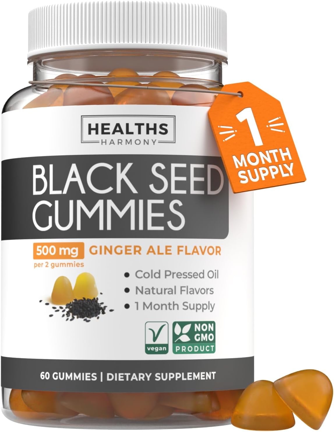 Healths Harmony Vegan Black Seed Oil Gummies, 60 Count, 60 Gummies ...